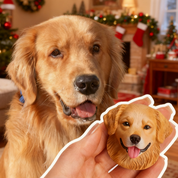 Custom Photo 3D Plaster Pet Portrait Refrigerator Magnet Christmas Gif ...