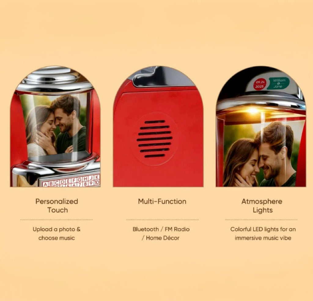 Custom Photo Names & Date Jukebox Retro Speaker Music Mini Player with ...